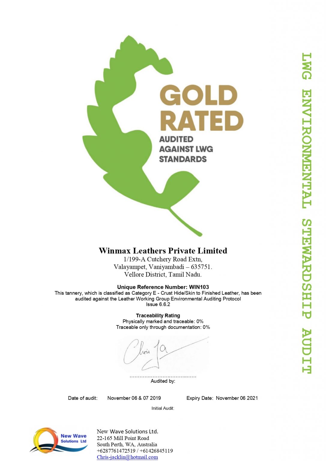 Certifications – Winmax Leathers Pvt Ltd